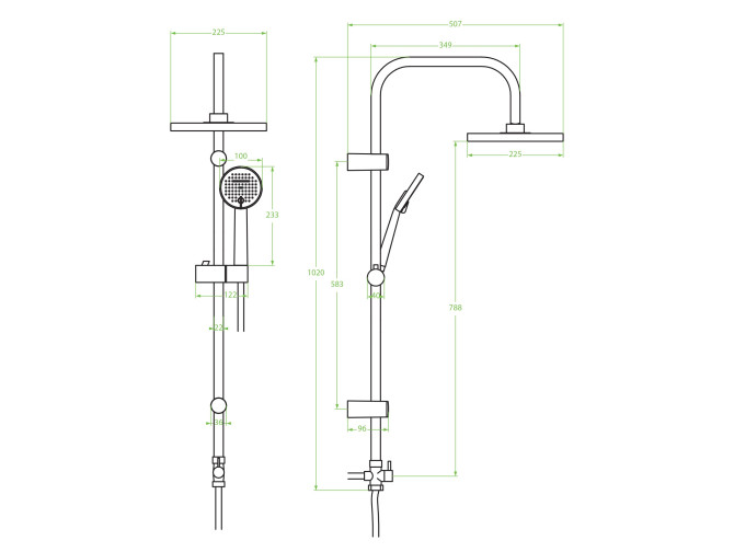 Regendusche in Silber LESTE Handbrause, Duschsystem - Kolman